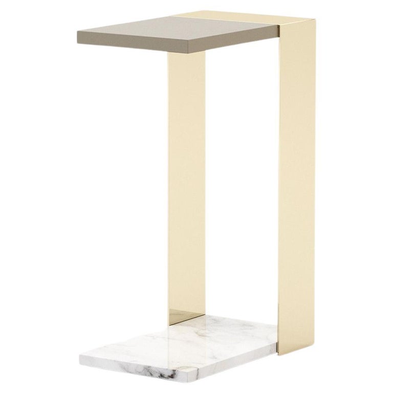 Customized Side Table Features Marble and Metal For Sale at 1stDibs