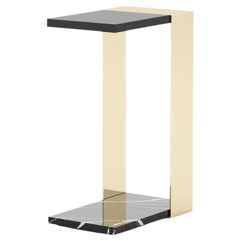 Customized Side Table Features Marble and Metal For Sale at 1stDibs