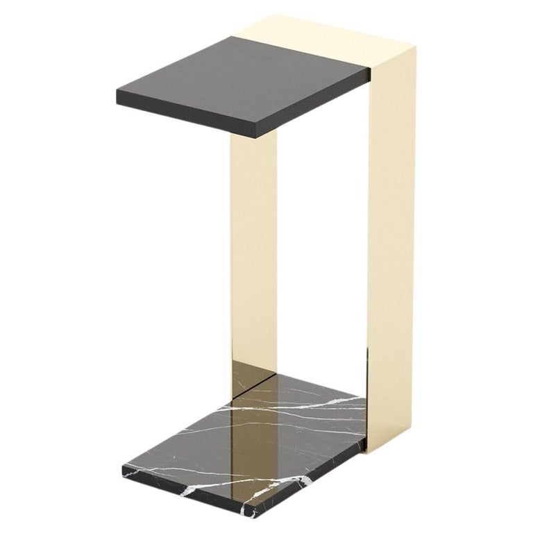 Customized Side Table Features Marble and Metal For Sale at 1stDibs