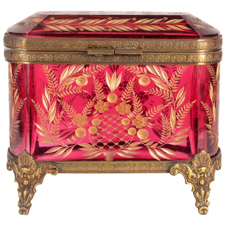 Cut and Gilded Crystal Box at 1stDibs