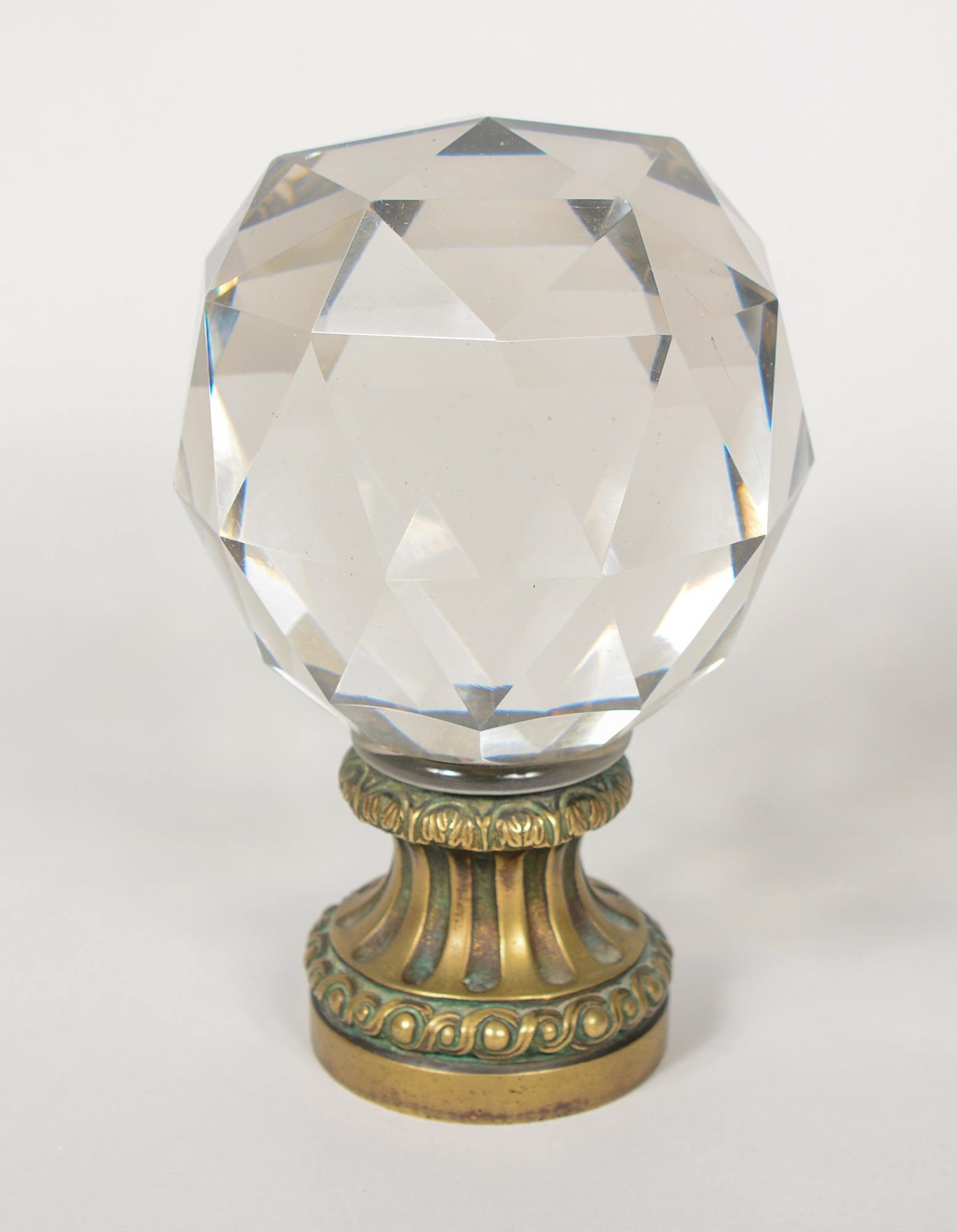 Cut Crystal and Brass Newel Post Finial, Late 19th Century For Sale at ...