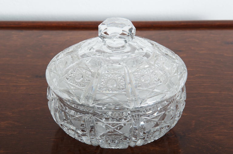 Cut Crystal Bowl with Lid For Sale at 1stDibs
