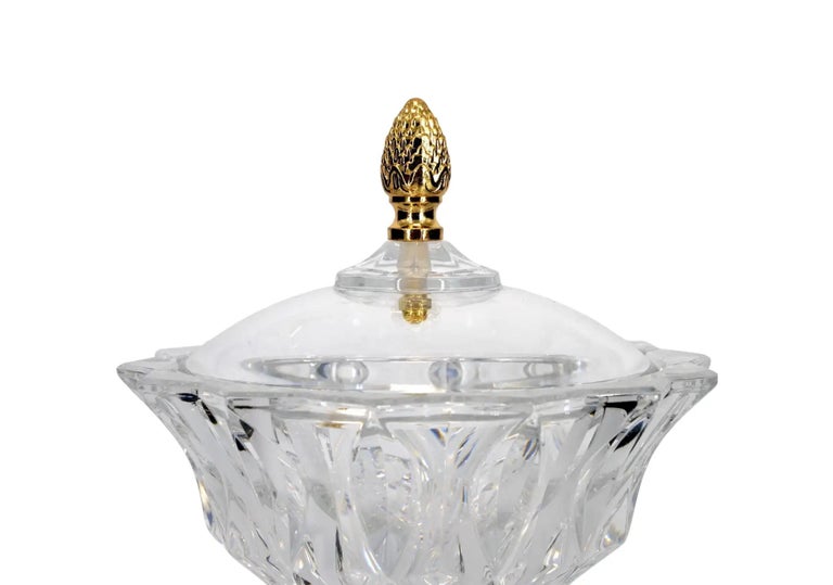 Cut Crystal / Brass Covered Serving Piece For Sale at 1stDibs