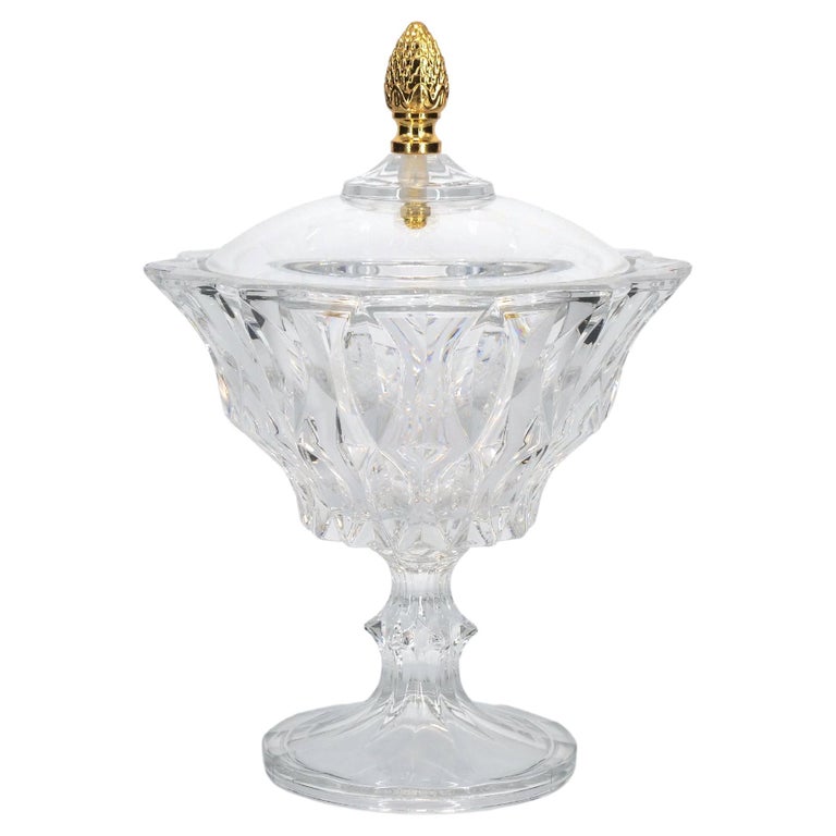 Cut Crystal / Brass Covered Serving Piece For Sale at 1stDibs