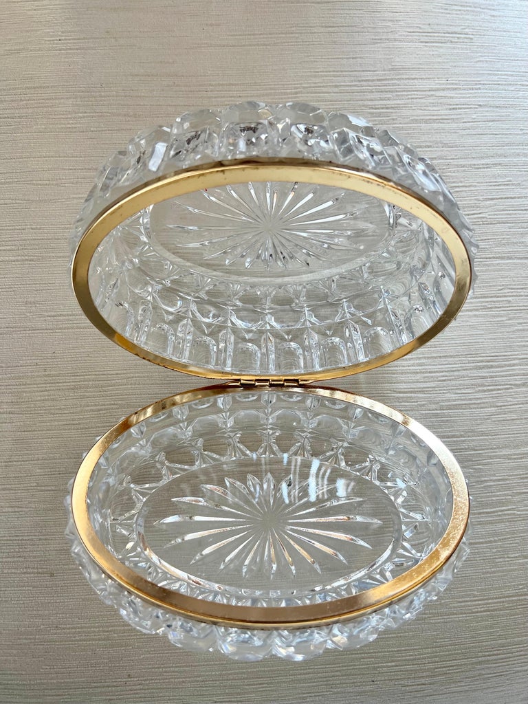 Cut Crystal French Box w/Brass Rim For Sale at 1stDibs