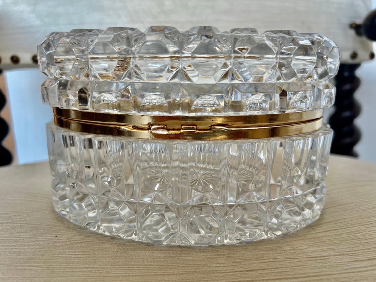 Cut Crystal French Box w/Brass Rim For Sale at 1stDibs