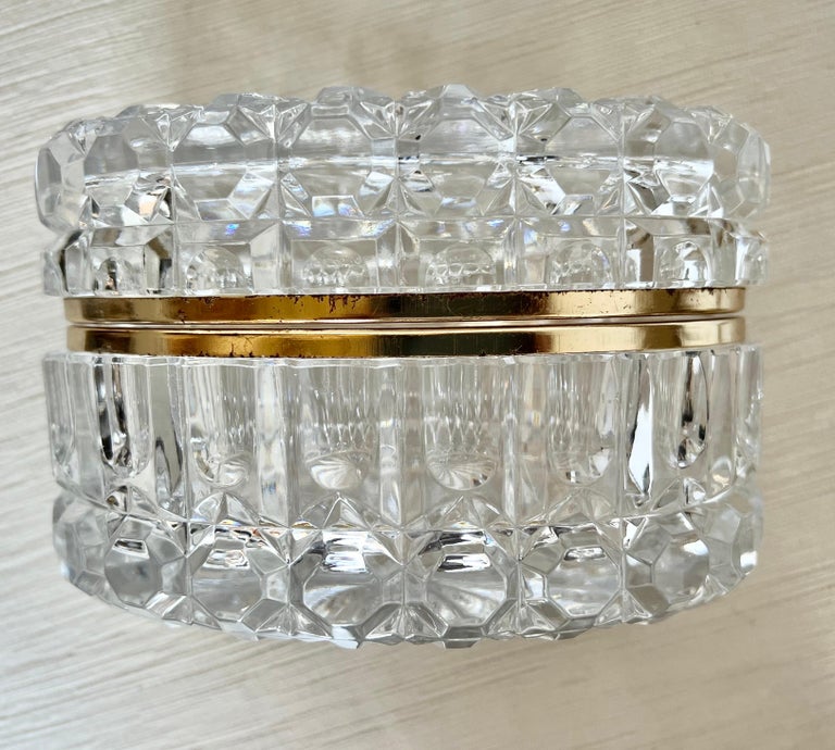 Cut Crystal French Box w/Brass Rim For Sale at 1stDibs
