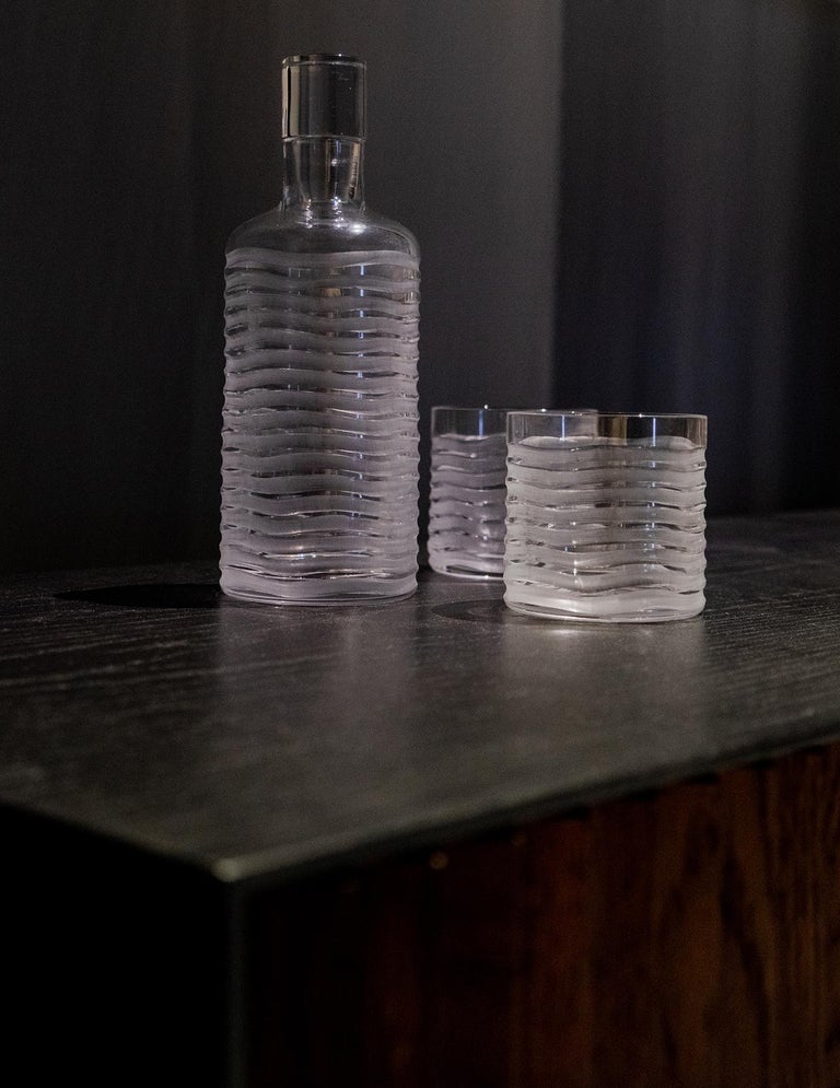 Cut Crystal Glass Barware Gift Set Decanter Carafe 2 Tumbler Crafted in ...