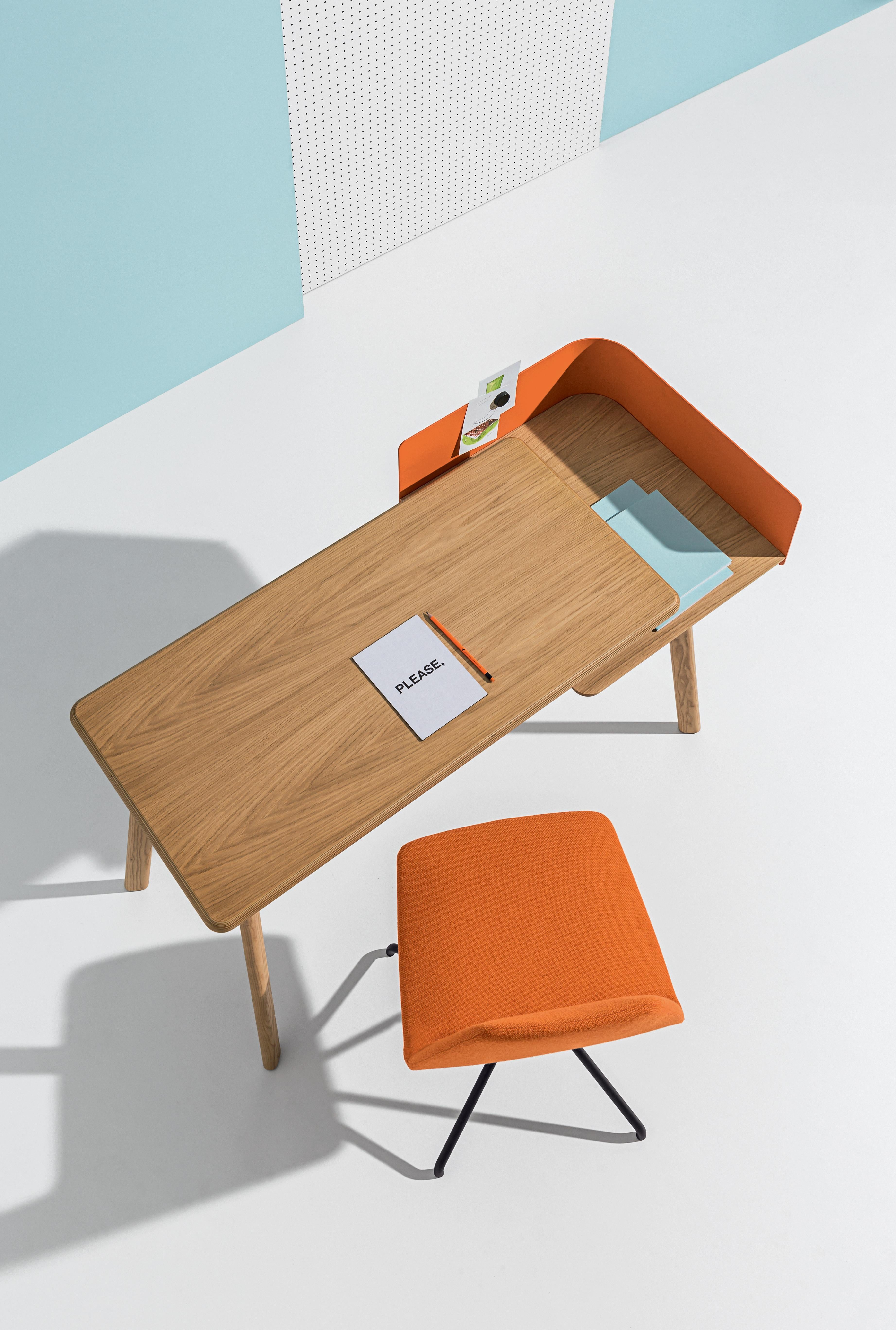 Cut Desk, Ash Legs and Multi-Layer Birch Wood Shelf by Studio Saudubray ...