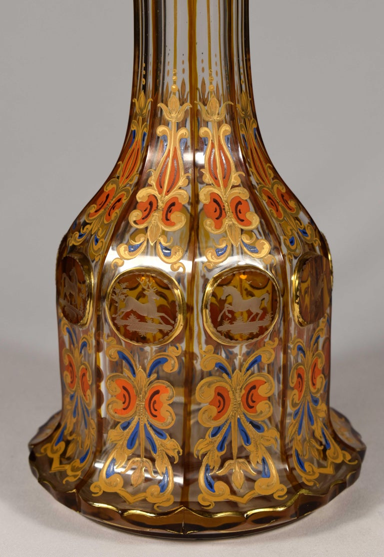 Cut Engraved and Painted, Bohemian Glass Huqqa Base at 1stDibs