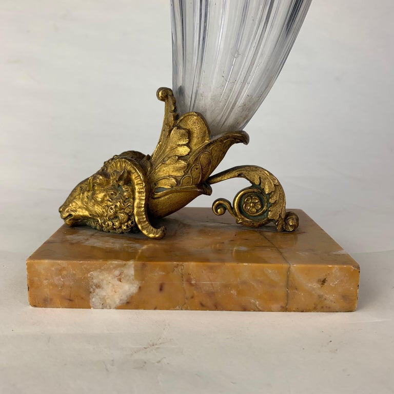 Cut Glass and Ormolu Horn Shaped Vase For Sale at 1stDibs