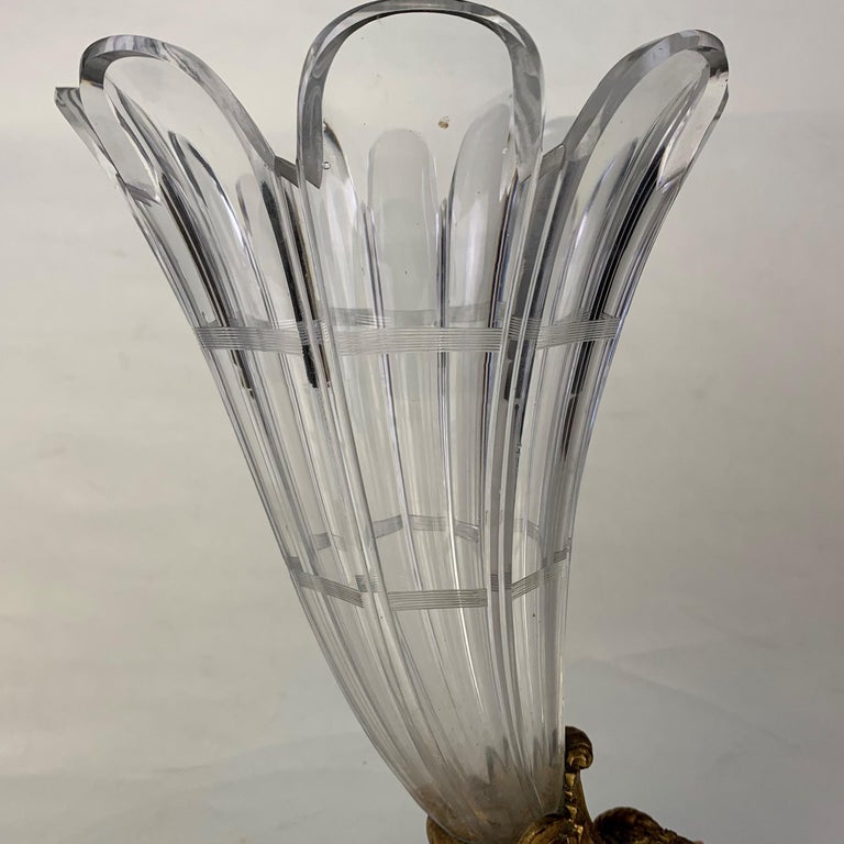 Cut Glass and Ormolu Horn Shaped Vase For Sale at 1stDibs