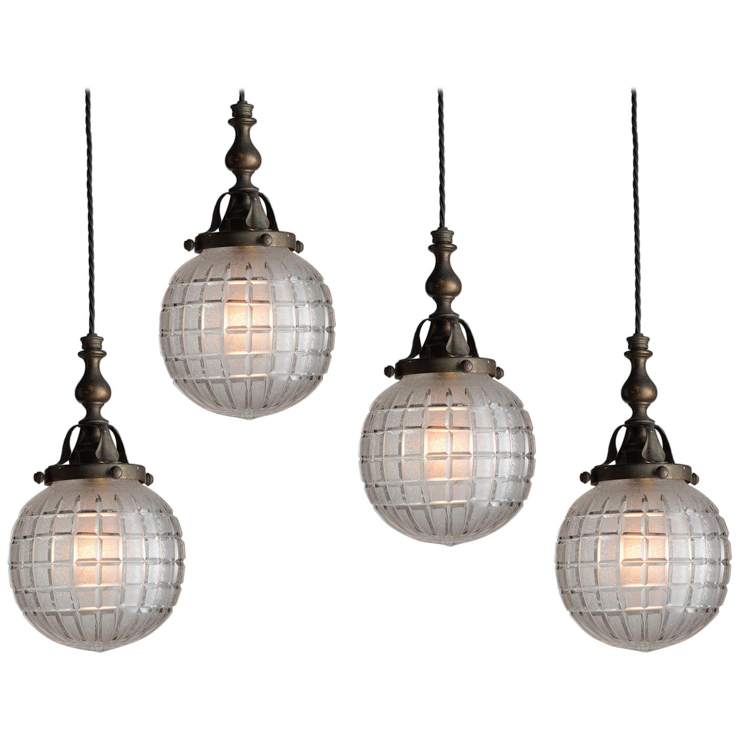 Cut Glass Globe Pendant at 1stDibs