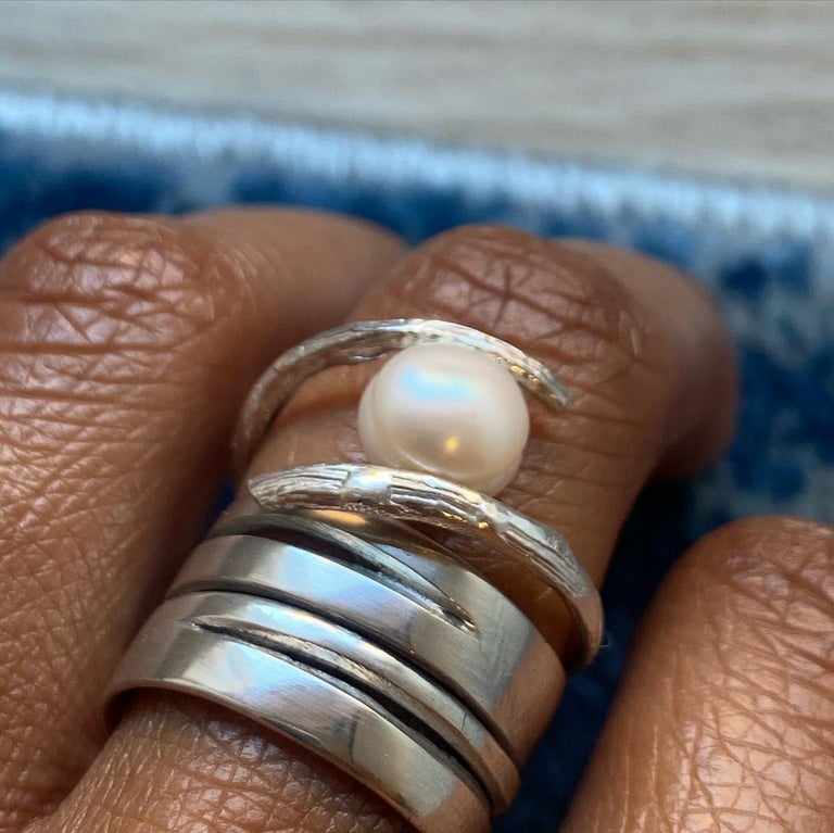 Cut Out Sterling Silver Atlantic Band Ring For Sale at 1stDibs