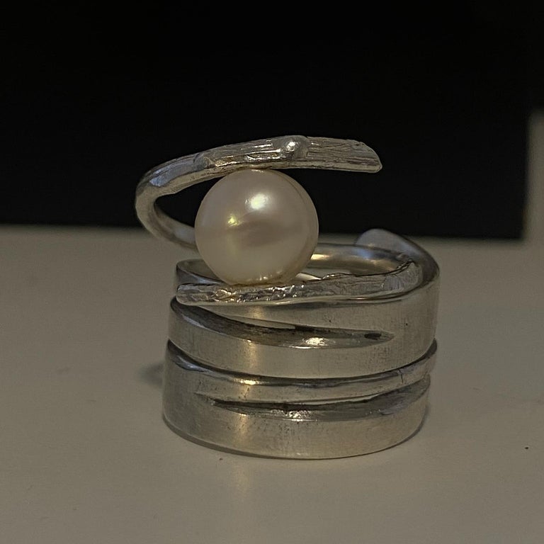 Cut Out Sterling Silver Atlantic Band Ring For Sale at 1stDibs
