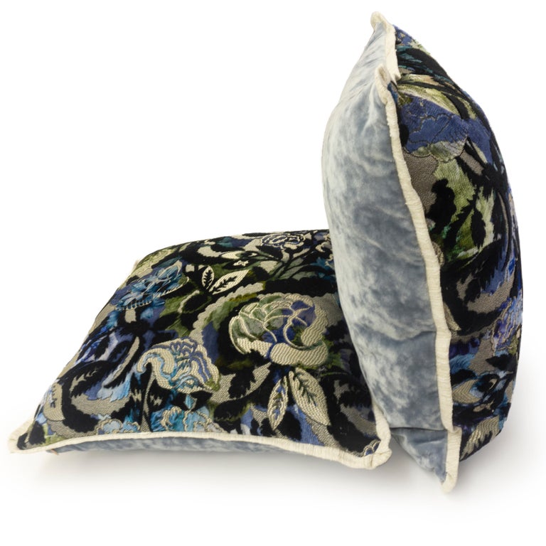 Cut Velvet Rose Pattern Pillows For Sale at 1stDibs