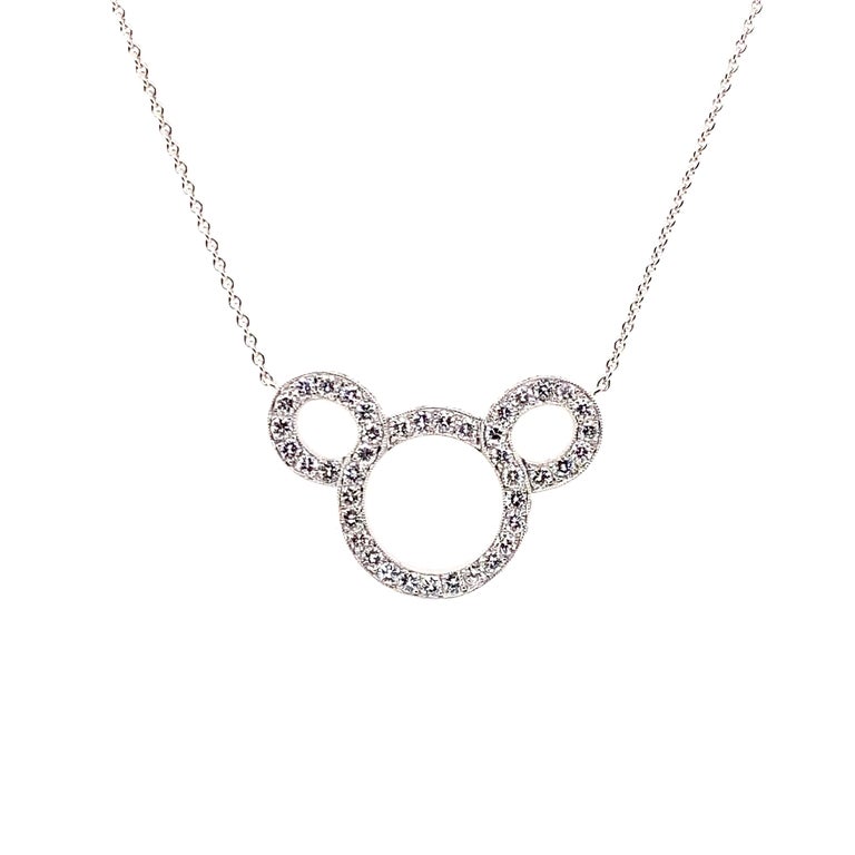 Cute Mickey Mouse Pendant Necklace with Diamonds in Gold For Sale at ...