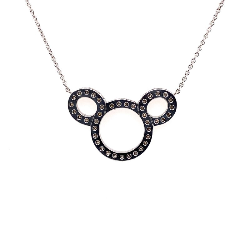 Cute Mickey Mouse Pendant Necklace with Diamonds in Gold For Sale at ...