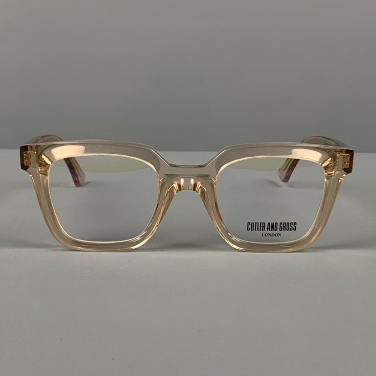 CUTLER AND GROSS Clear Gold Acetate Sunglasses For Sale at 1stDibs