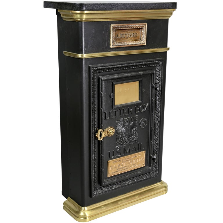 Cutler Brass and Iron Mail Chute Collection Box at 1stDibs