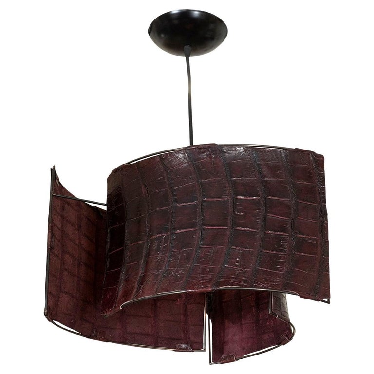 "Cyclone" Crocodile Leather Pendant by Spark Interior For Sale at 1stDibs