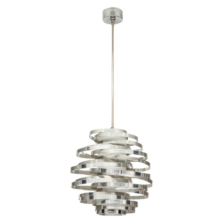 Cyclone Chandelier Pendant Lamp, Chrome Silver, Aluminum For Sale at ...