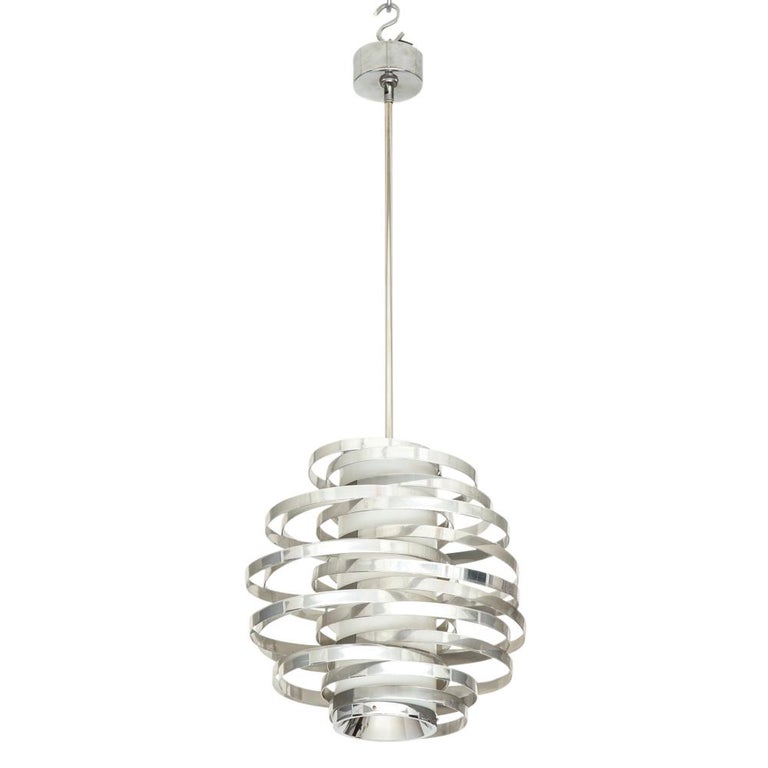 Cyclone Chandelier Pendant Lamp, Chrome Silver, Aluminum For Sale at ...