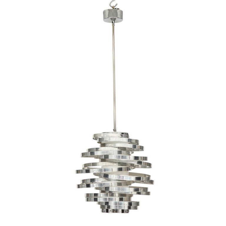 Cyclone Chandelier Pendant Lamp, Chrome Silver, Aluminum For Sale at ...