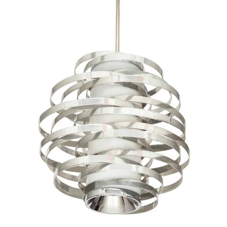 Cyclone Chandelier Pendant Lamp, Chrome Silver, Aluminum For Sale at ...