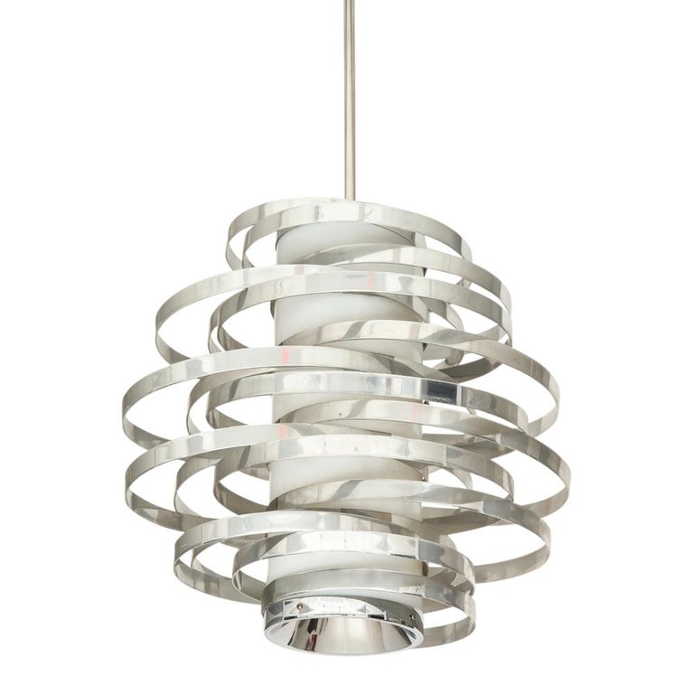 Cyclone Chandelier Pendant Lamp, Chrome Silver, Aluminum For Sale at ...