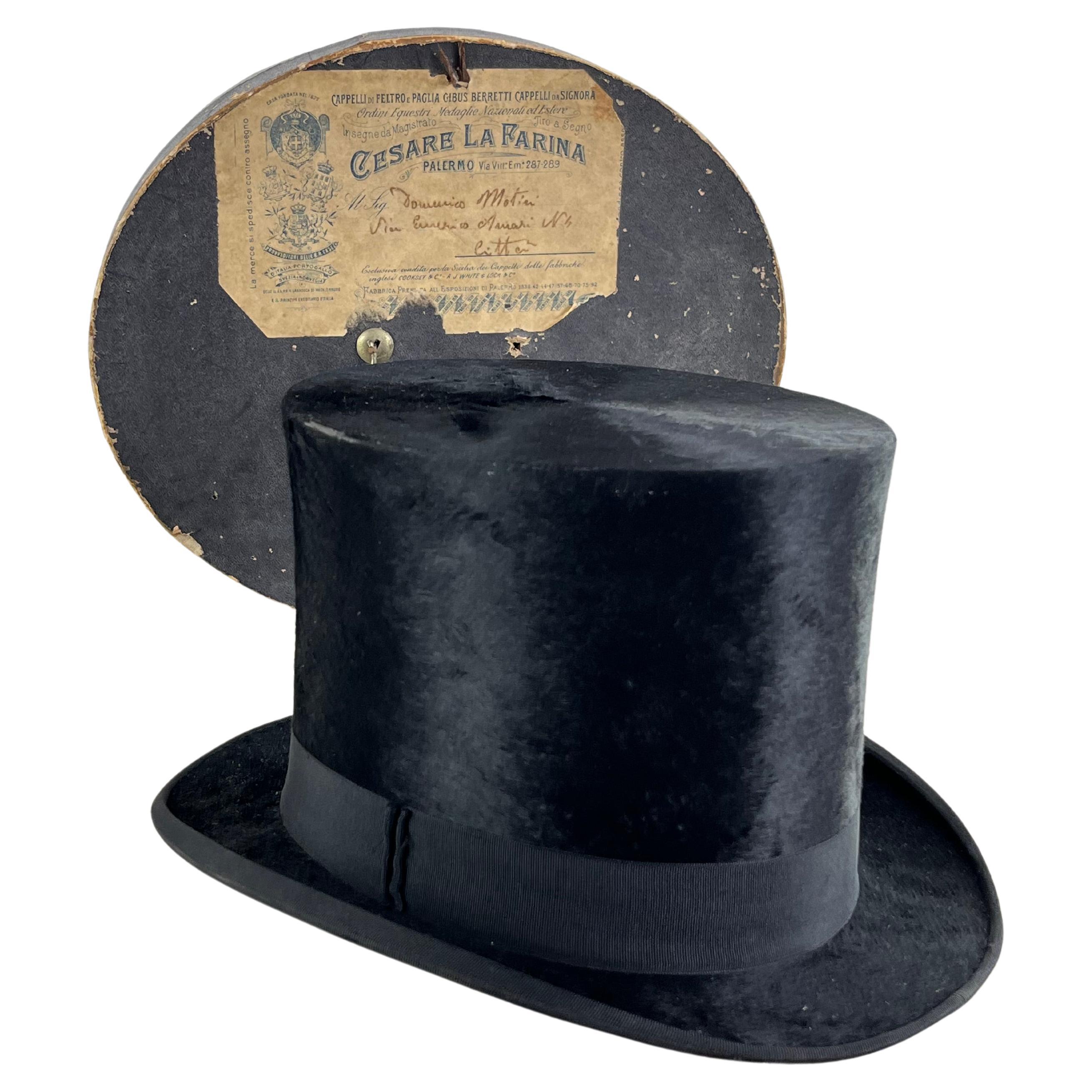 Cylinder Hat With Hatbox Made in Italy 1930s For Sale at 1stDibs