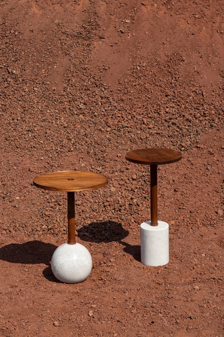 Cylinder Monterrey Side Table, White Marble For Sale at 1stDibs