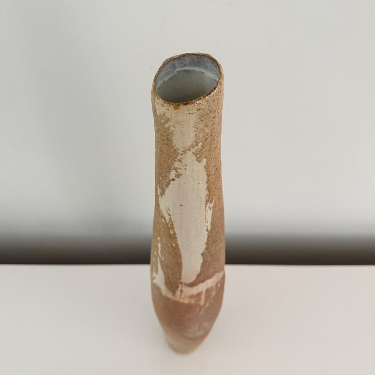 Cylindrical Studio Pottery Vase 1984 Signed For Sale at 1stDibs