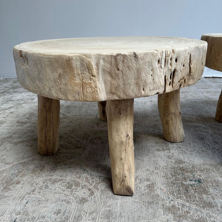 Cypress Wood Stump Slice Coffee Table Set For Sale at 1stDibs