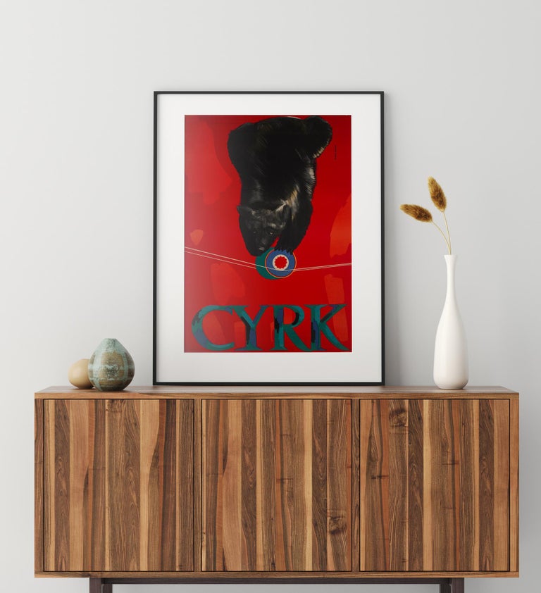 CYRK Tightrope Balancing Bear 1960s Polish Circus Poster, Syska For ...