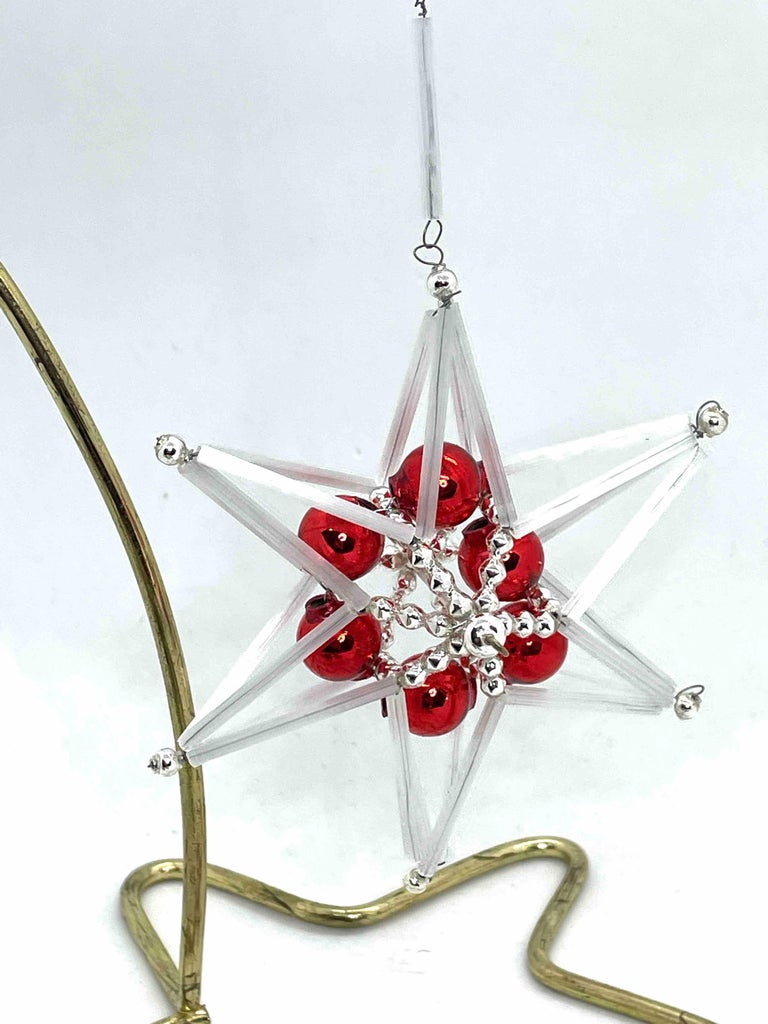 Czech Gablonz Beaded Glass Christmas Ornament Modern Set of Two at ...
