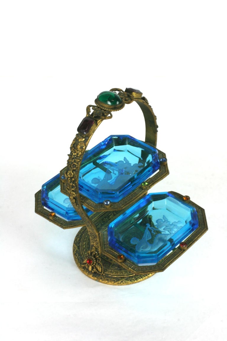 Czech Jeweled Candy Server For Sale at 1stDibs
