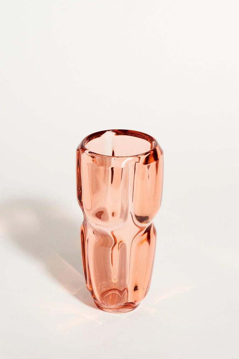 Czech Translucent Peach Heavy Glass Vase For Sale at 1stDibs