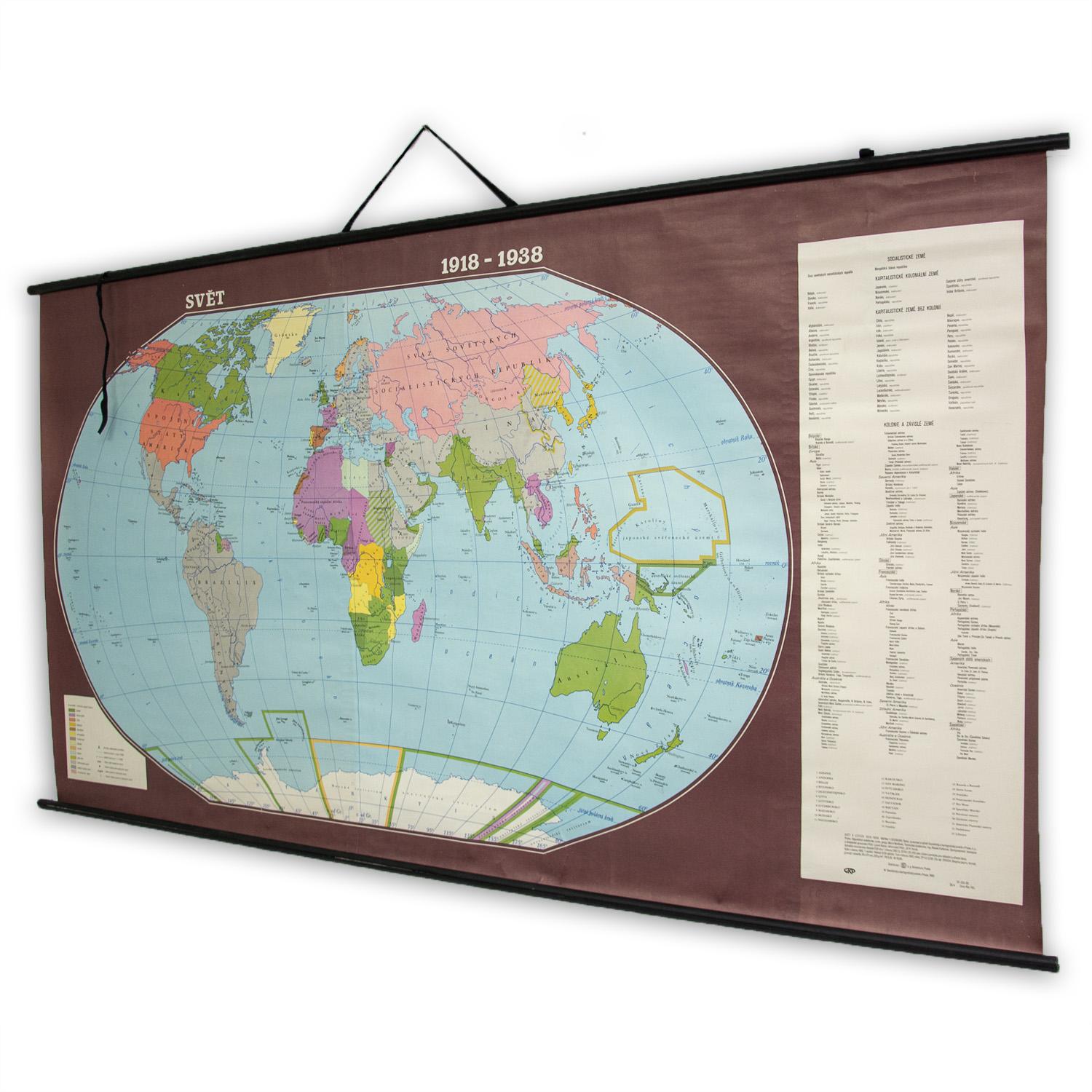 Czechoslovak Vintage Maps of the World in 1918-1938 at 1stDibs