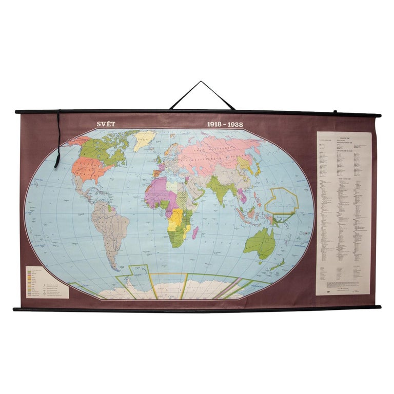 Czechoslovak Vintage Maps of the World in 1918-1938 For Sale at 1stDibs