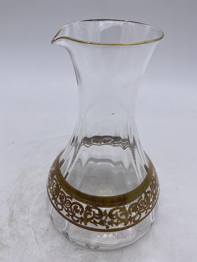 Czechoslovakia Moser Art Glass Pitcher Set with/ Gold Leaf For Sale at ...