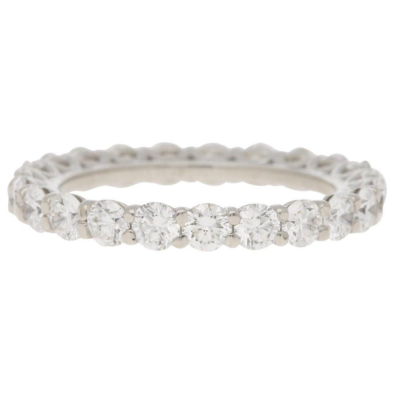 D Color Full Diamond Eternity Ring Set in 18 Karat White Gold For Sale ...