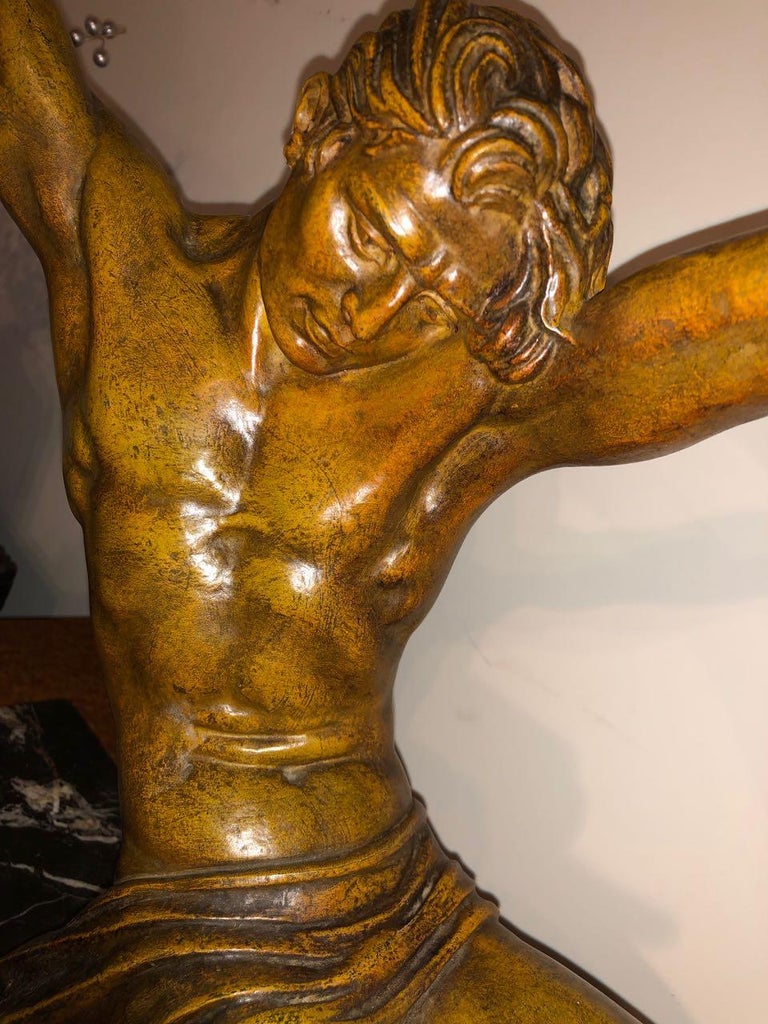 D. H. Chiparus "L'age Du Bronze" Bending Bar Man, Large Size at 1stDibs