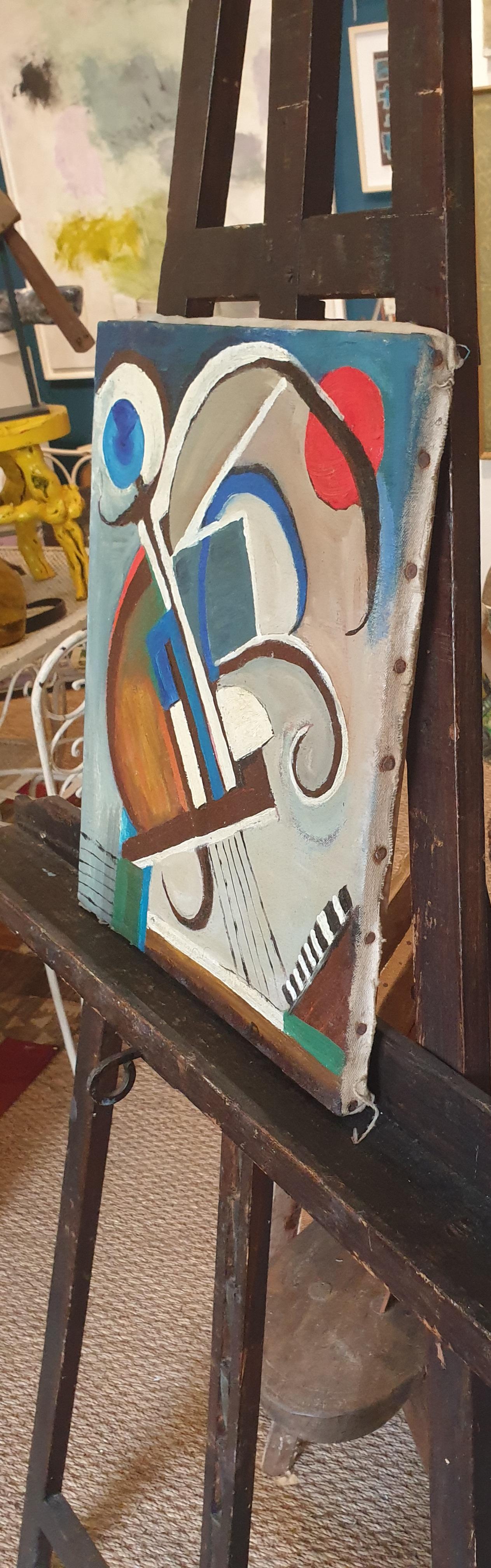 'D' - Abstract on a Musical Theme. French Mid Century Oil on Canvas ...