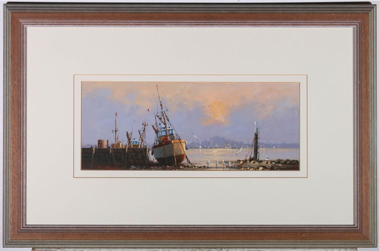 D. Short - D. Short - Signed Mid 20th Century Oil, Boats at Sunset For ...