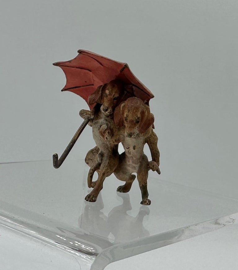 Dachshund Dog Couple Austrian Vienna Bronze circa 1900 Walking Under ...