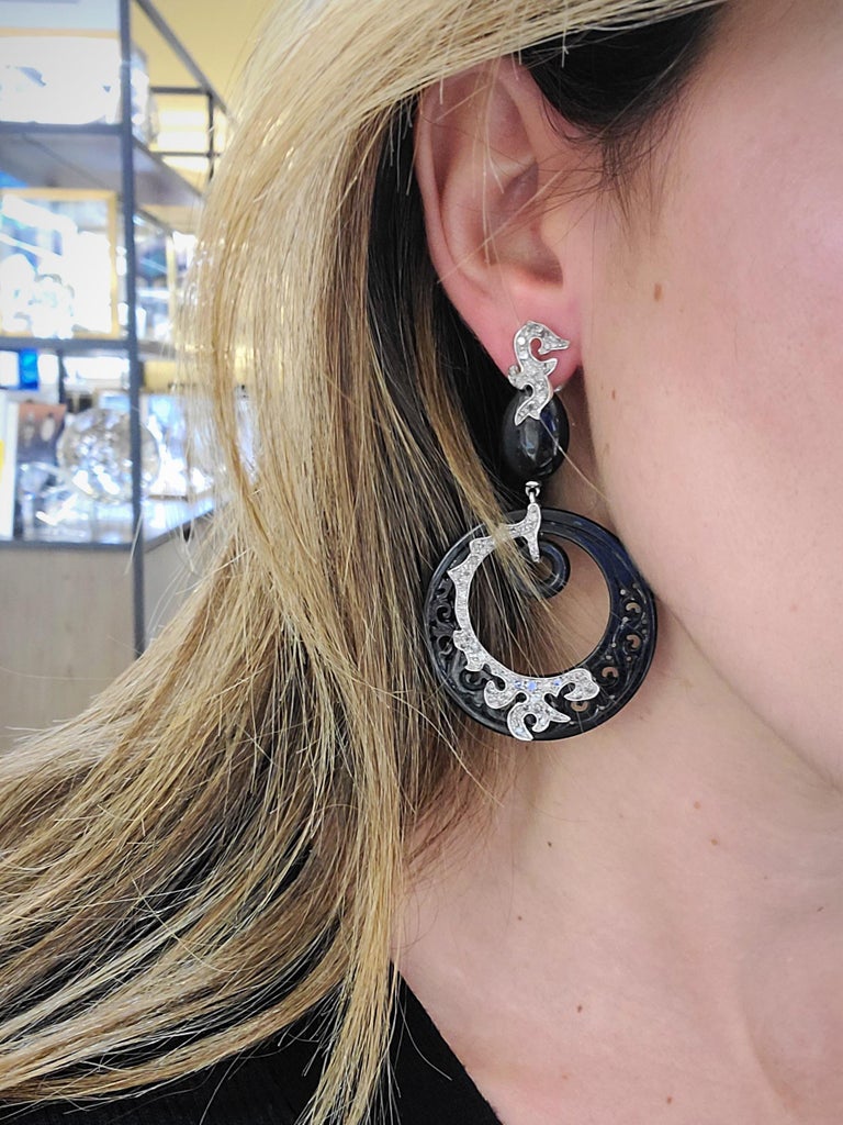 Dada Arrigoni 18 Karat Gold, Black Jade and 3.22 Carat Grey Diamond ...