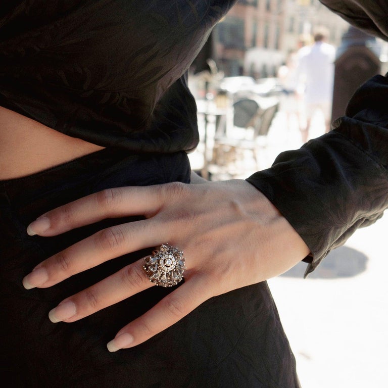 Customizable Dahlia Gold Diamond and Quartz Ring For Sale at 1stDibs