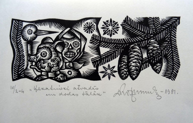 Dainis Rozkalns - Carnival. 1984. Paper, linocut, 20x34 cm For Sale at ...