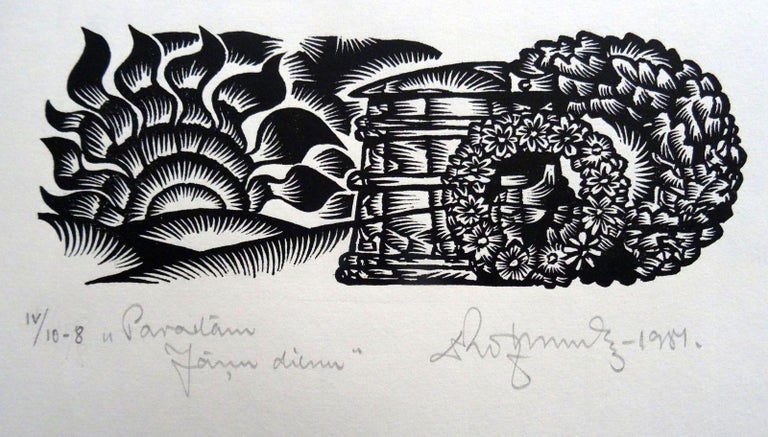 Dainis Rozkalns - Day of solstice. 1984. Paper, linocut, 20x34 cm For ...